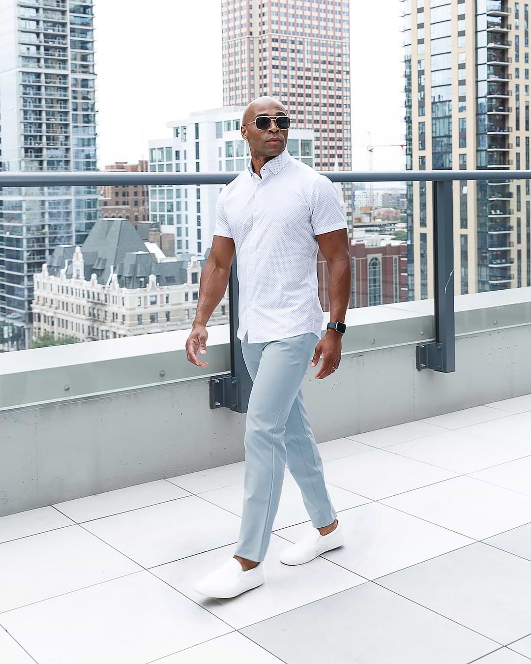 Athletic Fit Stretch Tech Chino - Light Blue