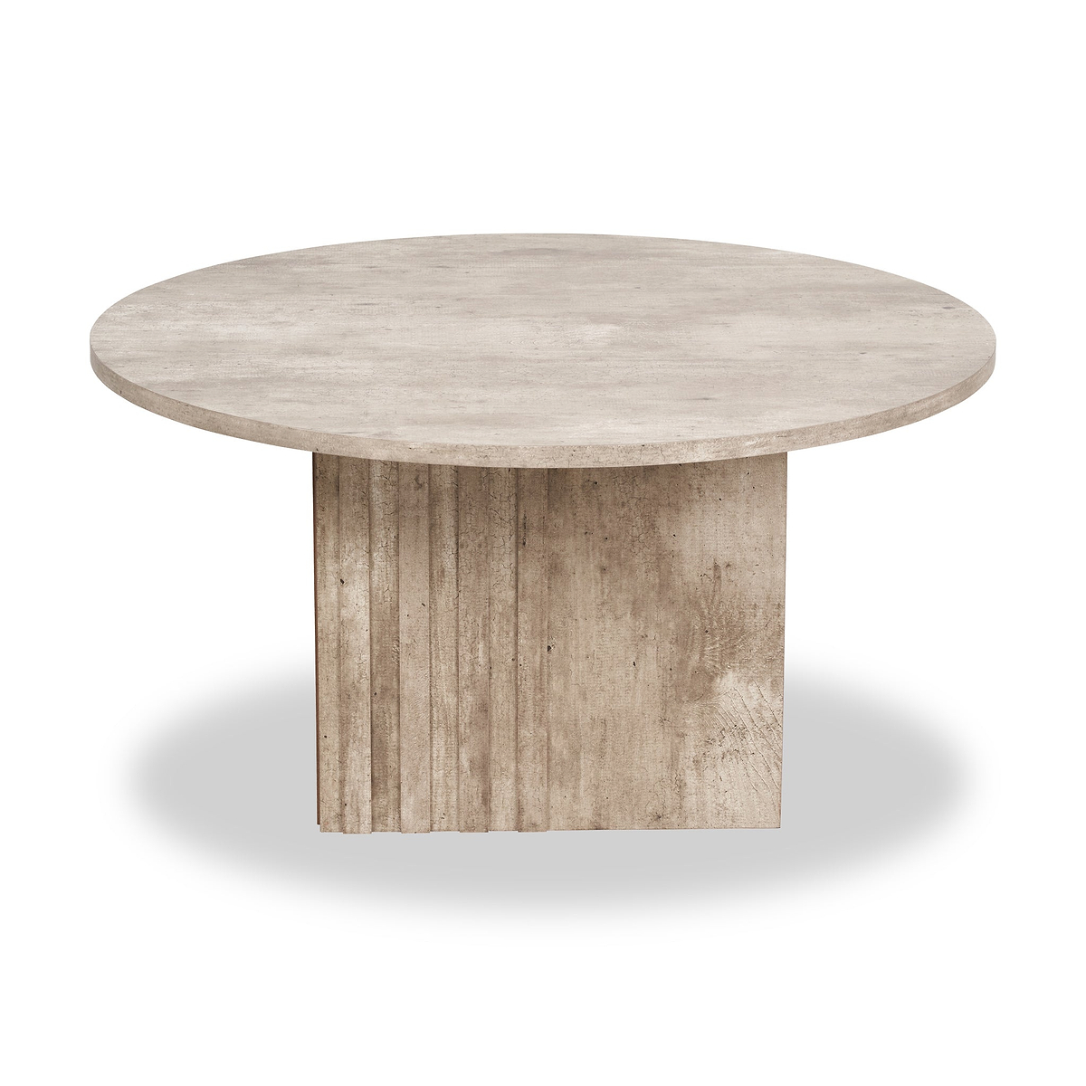 Elkton Industrial Scandi Concrete Effect Round Coffee Table | Roseland