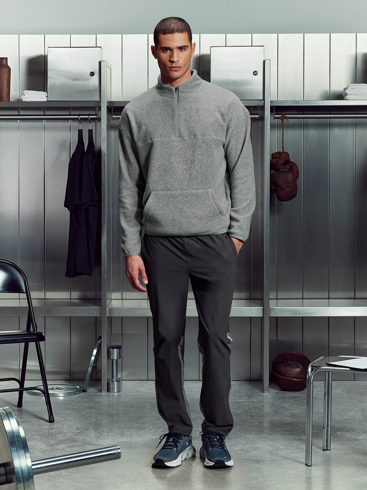 Fleece Relaxed Fit Half Zip in Grey Marl | ARNE UK