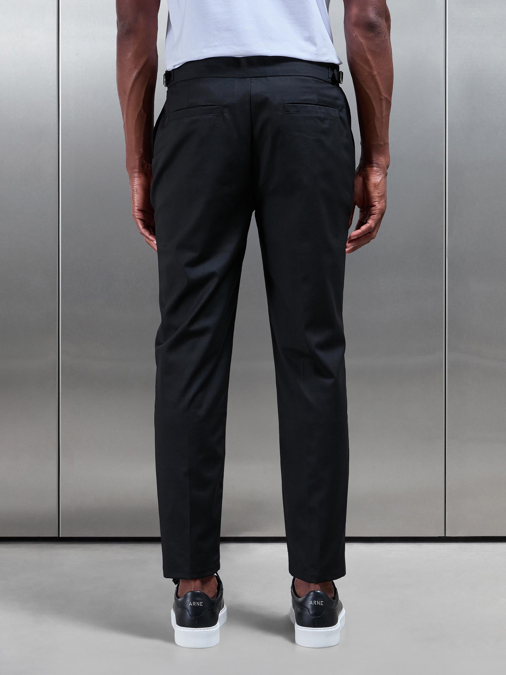Formal Stretch Side Adjuster Trouser in Black | ARNE UK