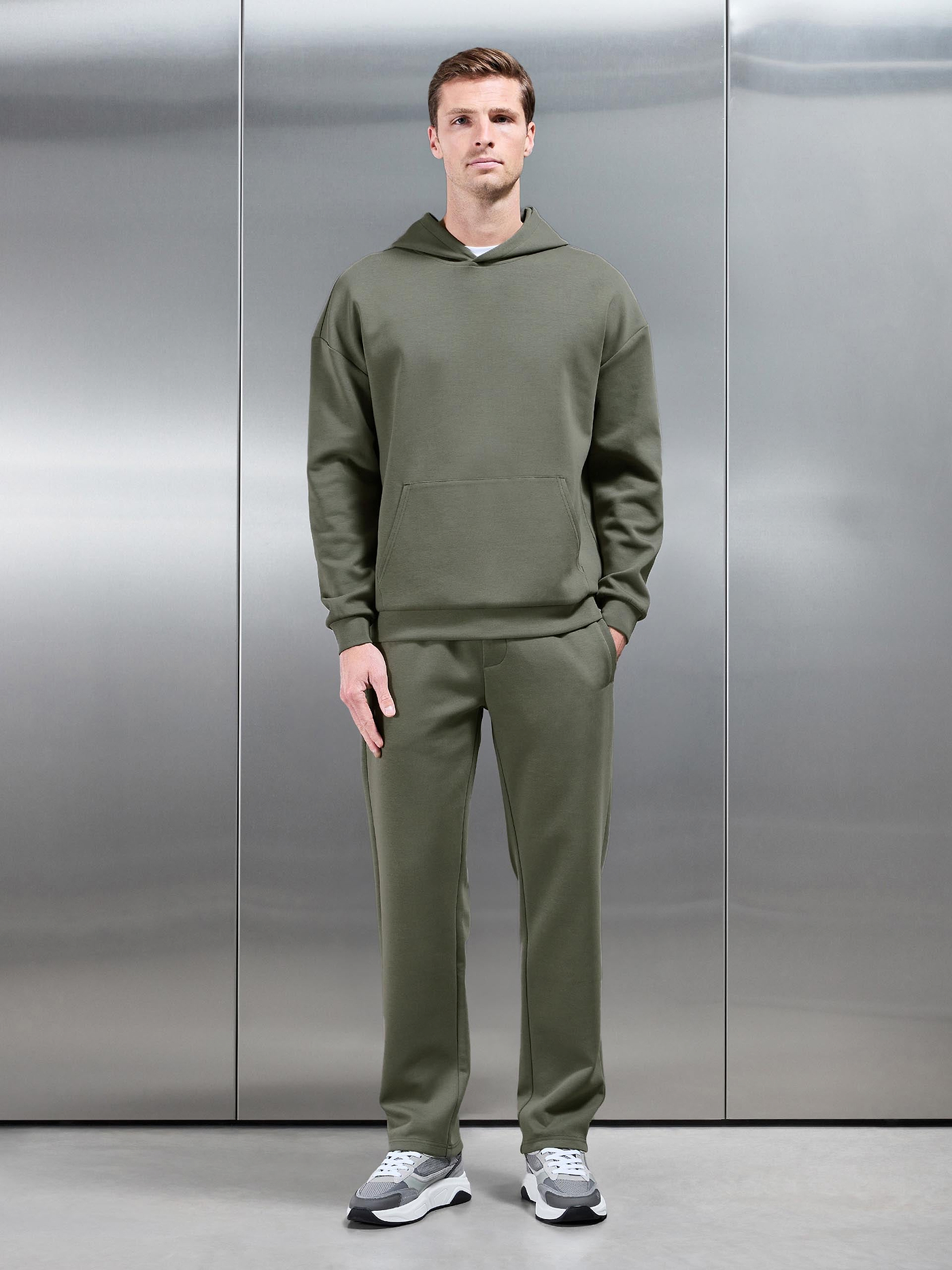 Interlock Jersey Relaxed Fit Hoodie in Sage | ARNE UK