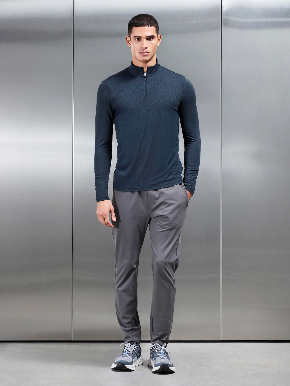 Soft Jersey Motion Half Zip in Navy | ARNE UK