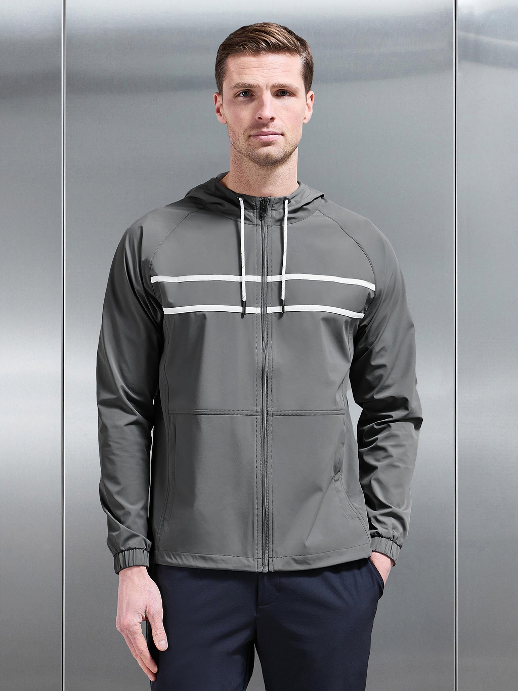 Shell Stripe Windbreaker in Mid Grey | ARNE UK