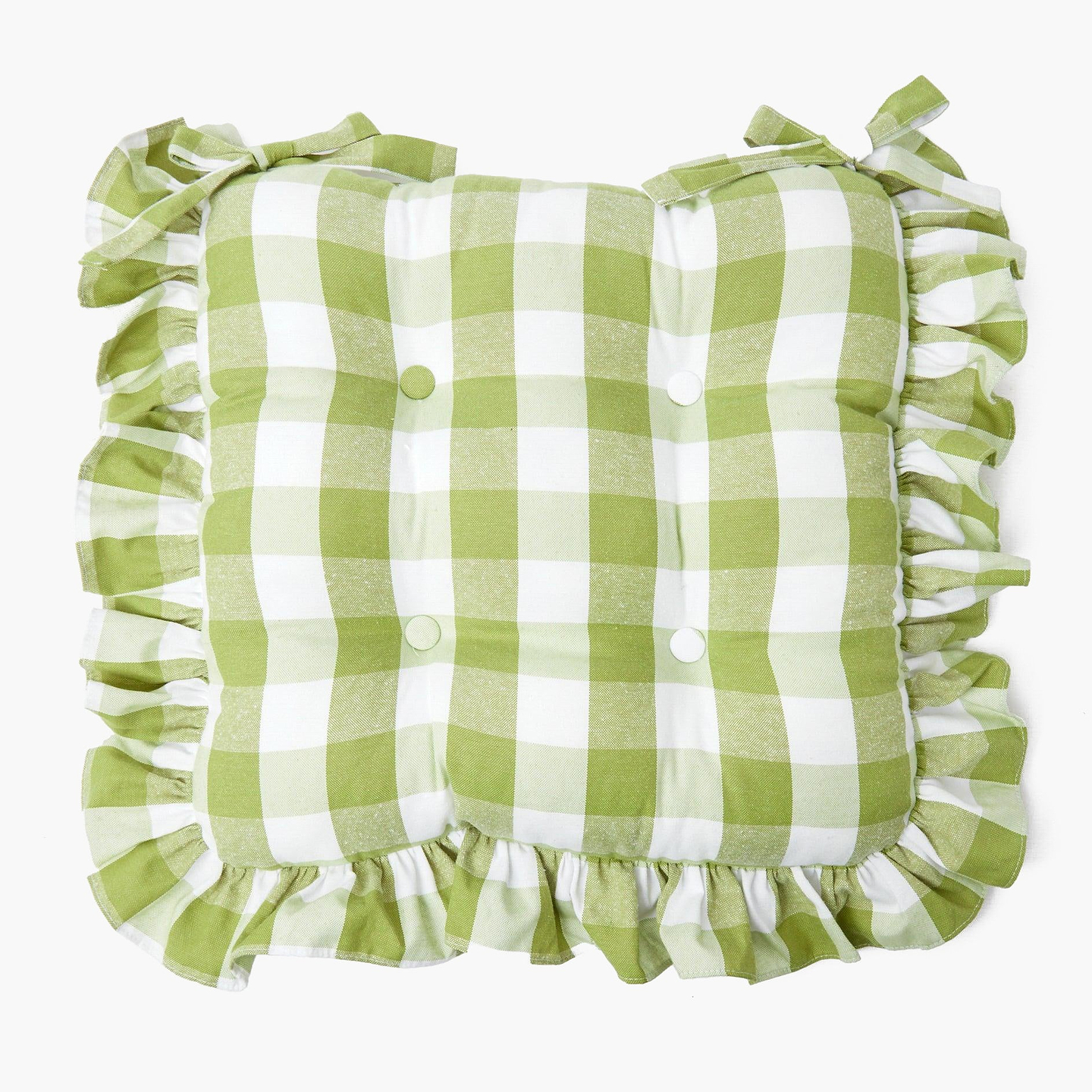 Green Gingham Ruffle Seat Pad Cushion