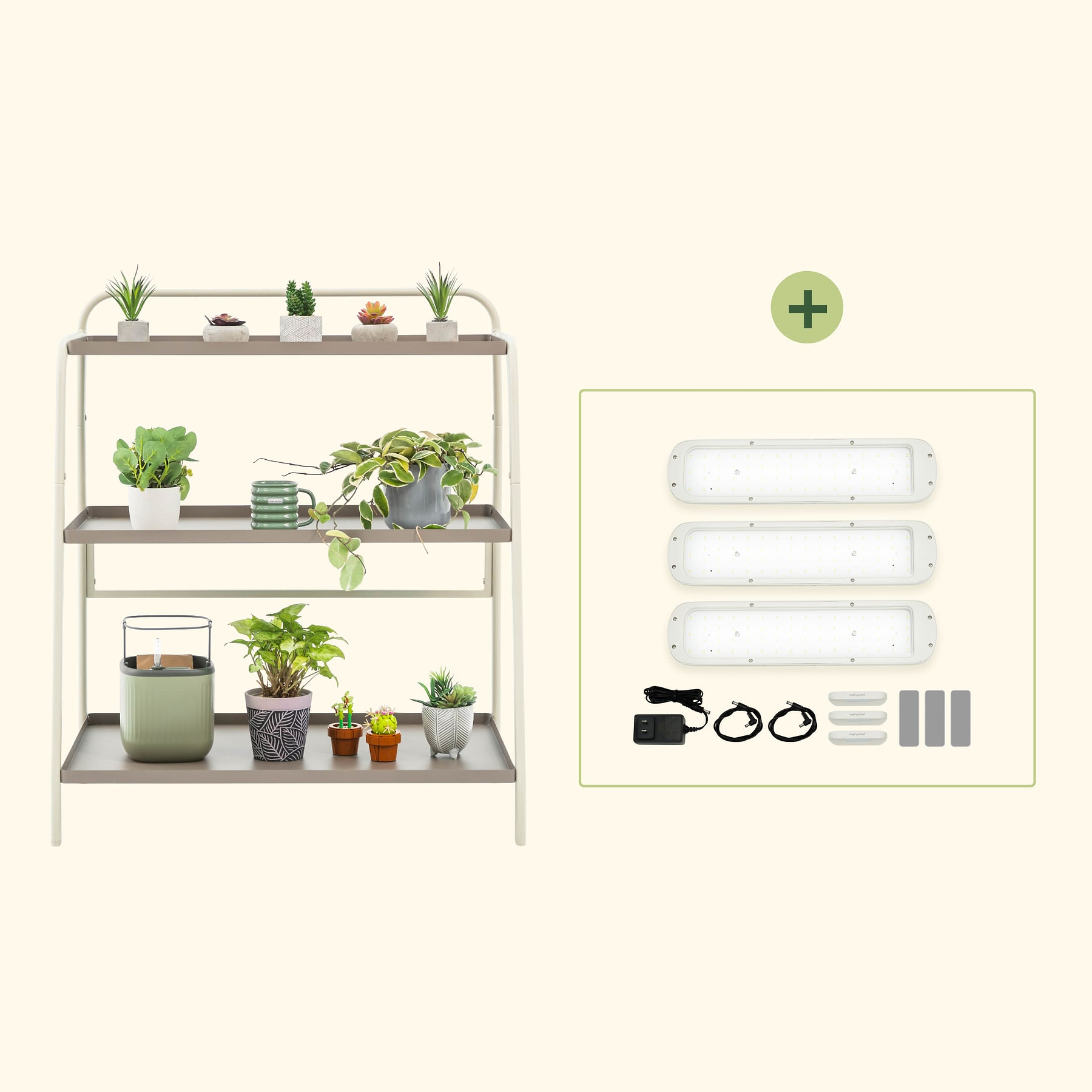 3-Tier Shelf Plant Stand with Classic Grow Light
