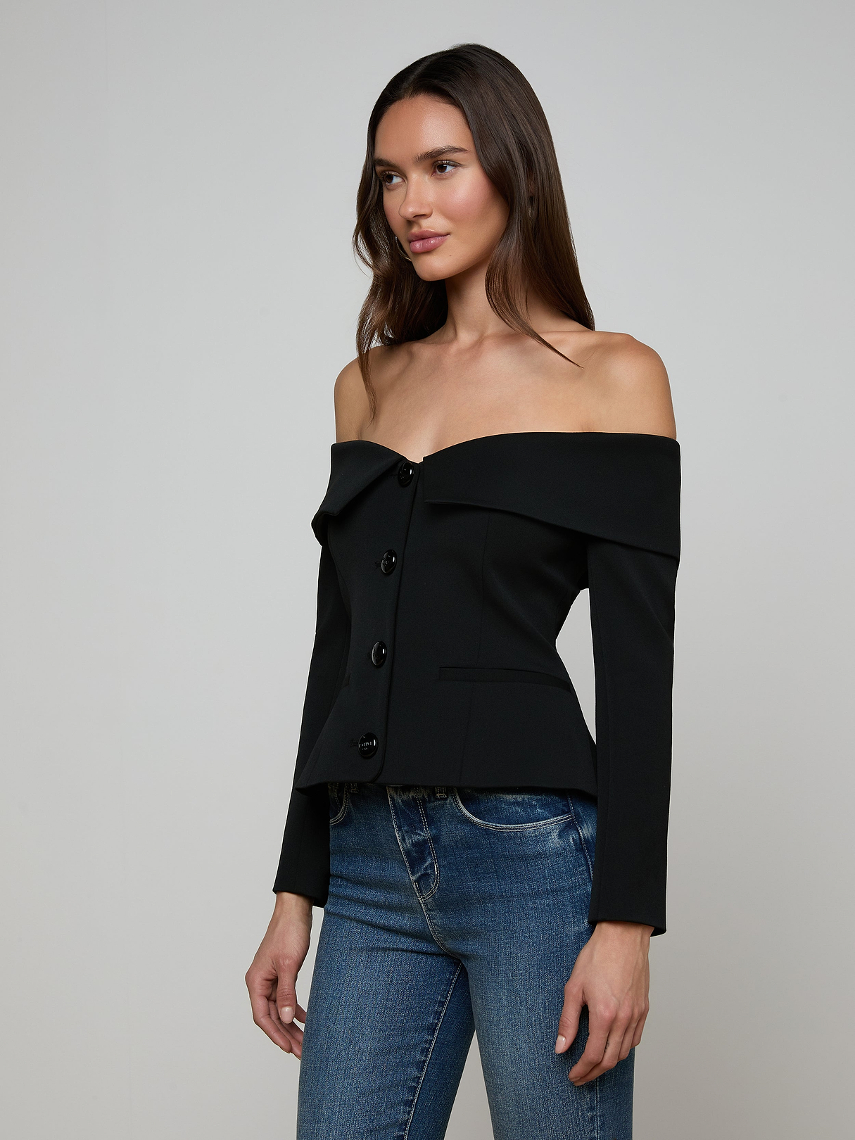 Ingrid Blazer Top in Black | L'AGENCE